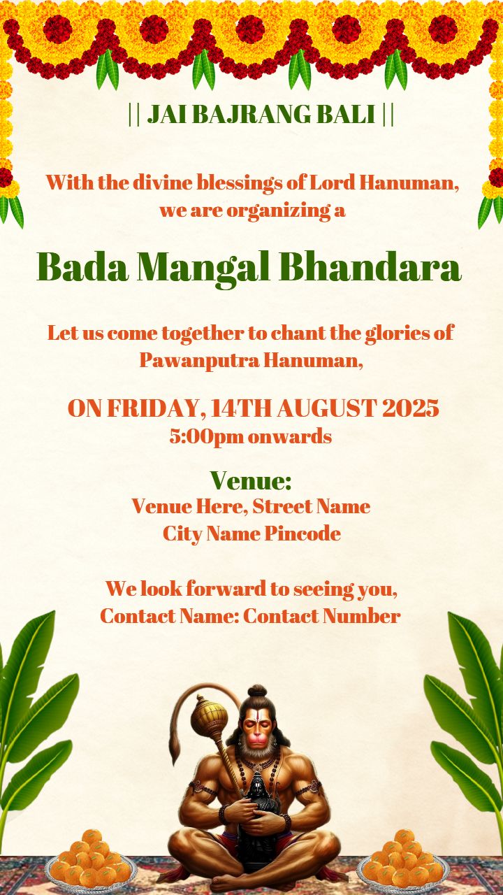 Bhandara Invitation Card Online Free Download