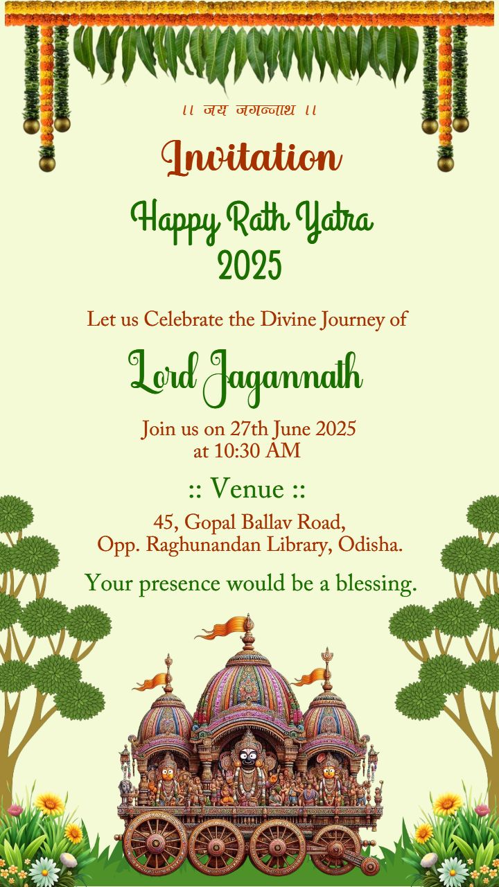 Free Editable Jagannath Rath Yatra Invitation Card Templates