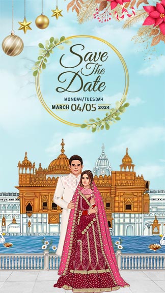 Insta Story Wedding Invitation card with Royal Caricature