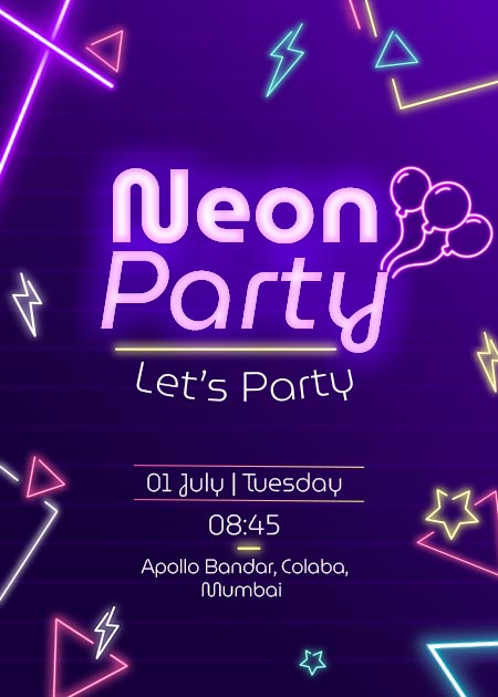 Neon & Glow Party Invitation – Free Editable Templates
