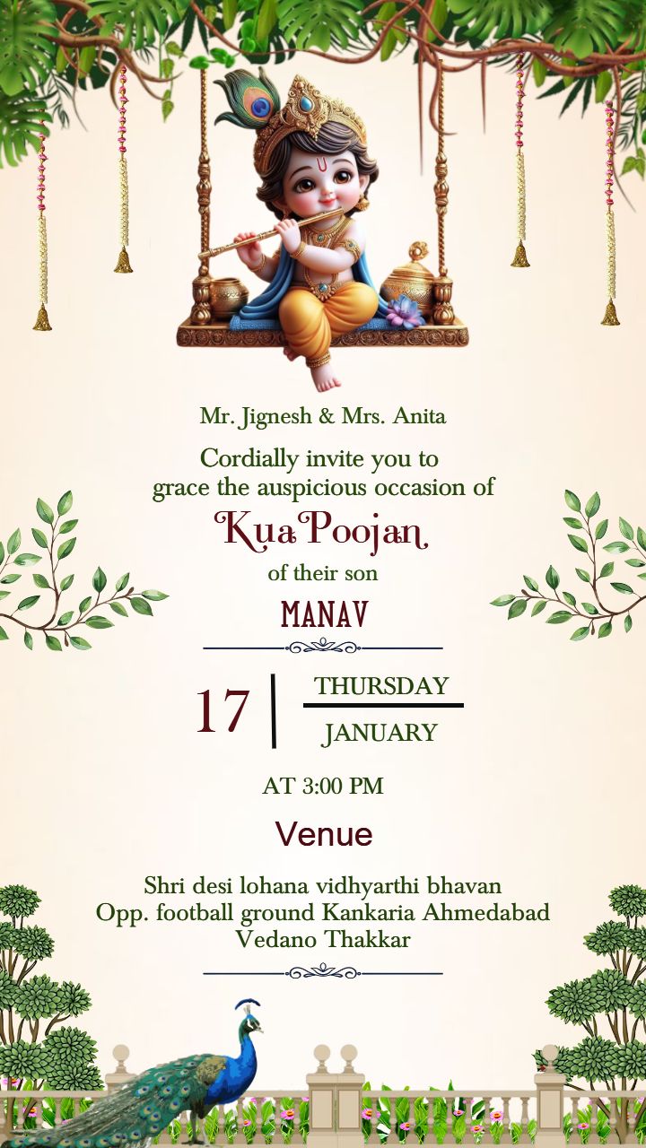 Create Kua Pujan Invitation Card Online Free