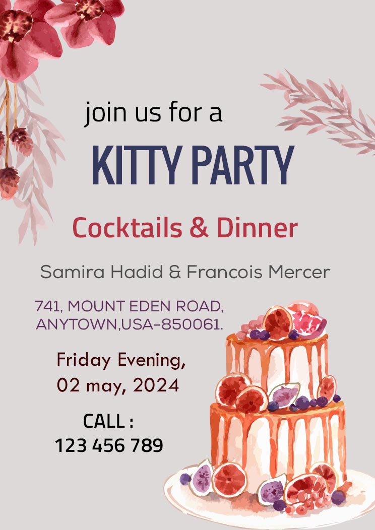 Kitty Party Invitation Card – Design Online & Share for Free