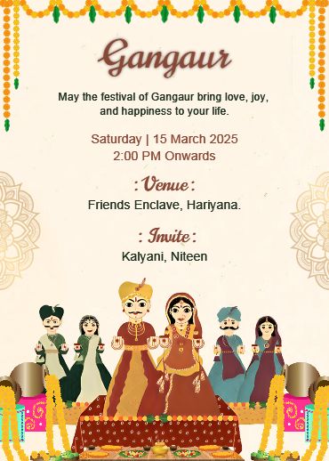 Beautiful Gangaur Pooja Invitations For The Festival Of Colors