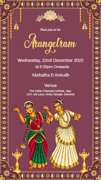 Arangetram Invitation Pdf Templates Online