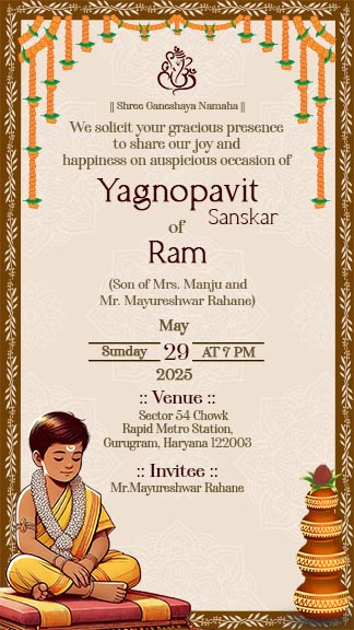 Yagyopavit Sanskar Invitation Templates With Background