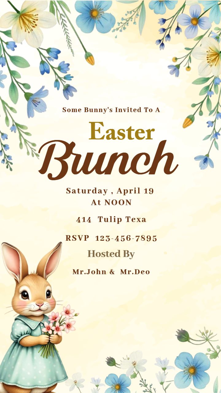 Elegant Easter Brunch Card For Guests